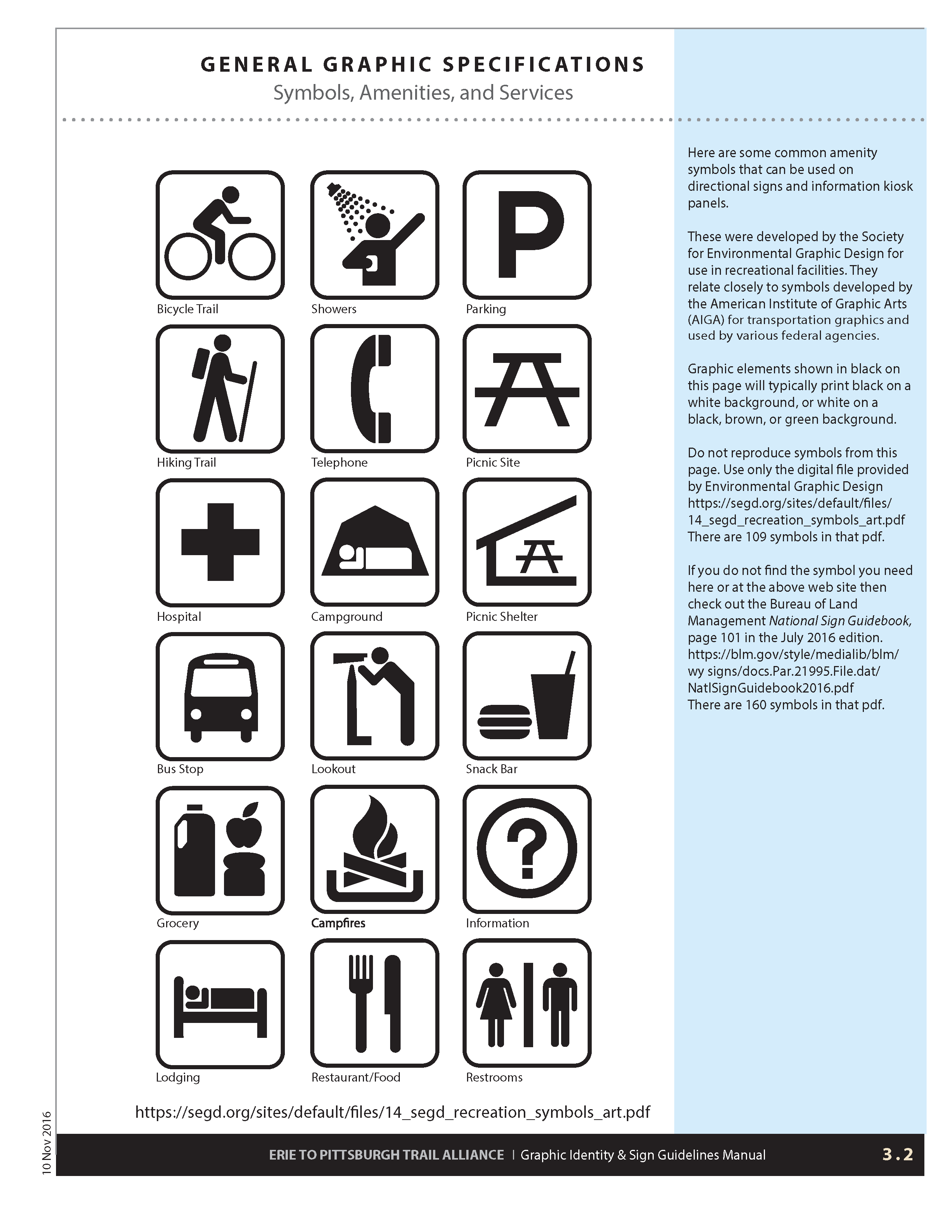 3.2 Symbols, amenities and Services | Sign Manual Erie to Pittsburgh